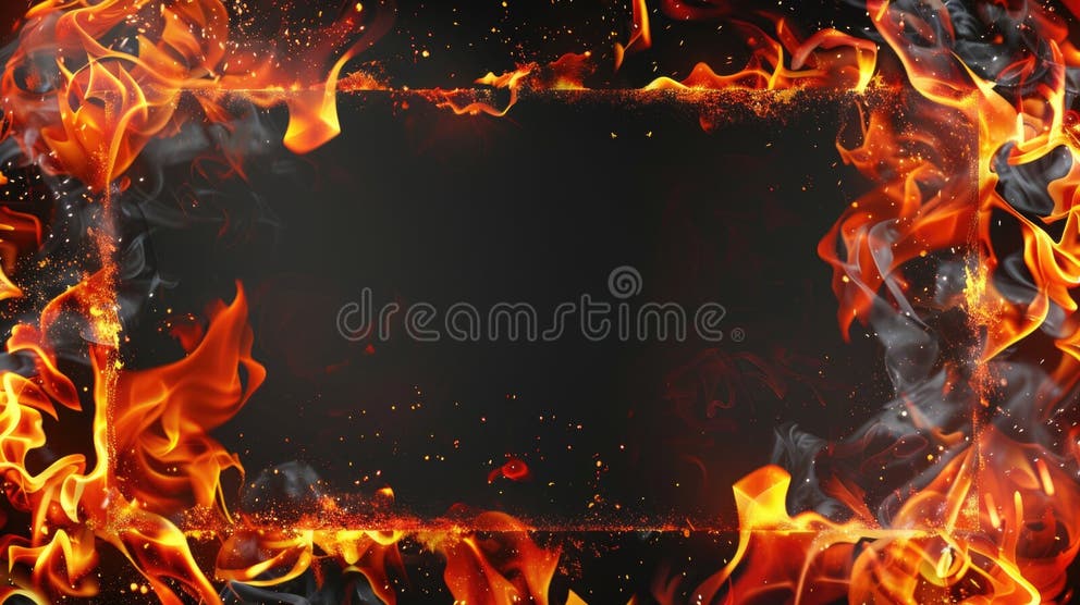 A Striking Image of a Fire Frame Against a Dark Backdrop. Ideal for ...