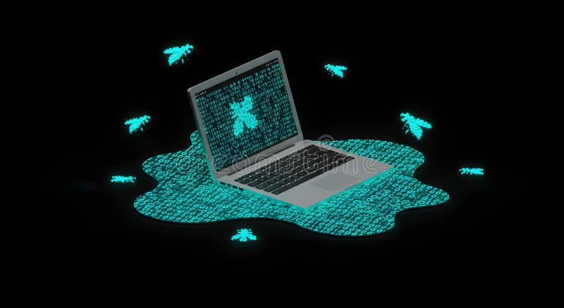 AI Malware Attack stock illustration. Illustration of cyberattack ...