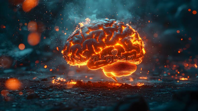 Glowing Brain Breaking through Barriers Stock Illustration ...