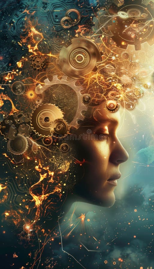 A Striking Image of the Human Mind with Gears Symbolizing Innovation ...