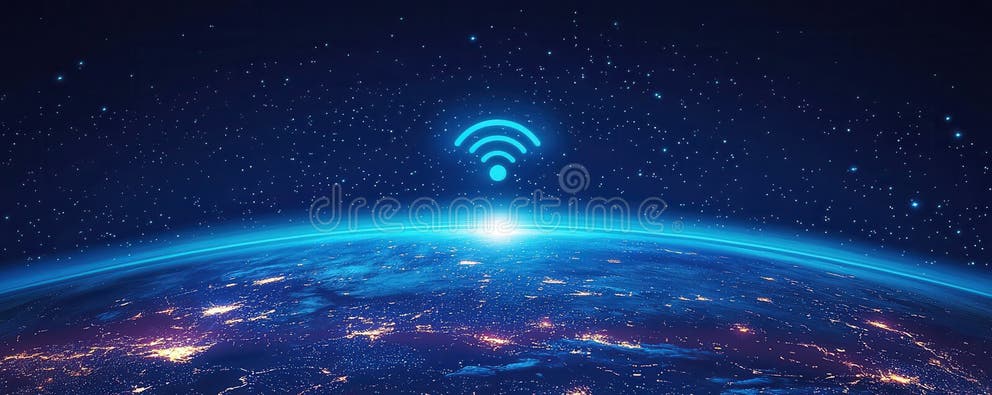 Global Wireless Connectivity Represented by a Satellite Above Earth S ...