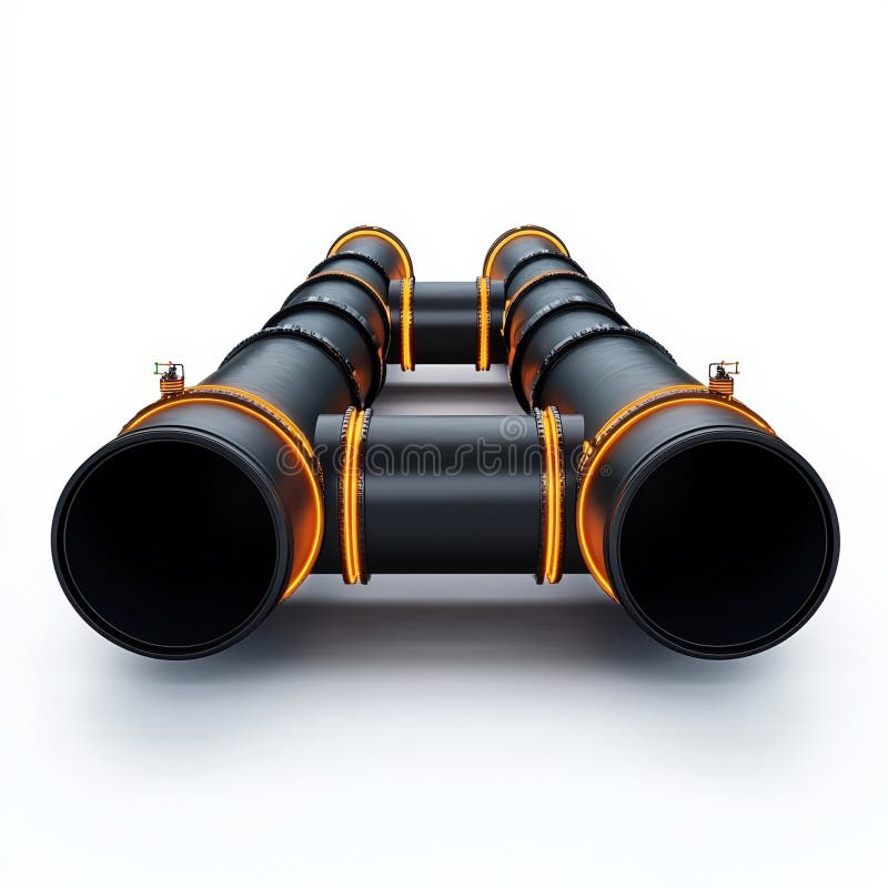 Industrial Pipes with Orange Accents on a Clean White Background for ...