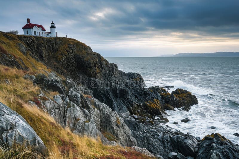 A Striking Image of a Lighthouse Standing Tall on a Cliff, Commanding a ...