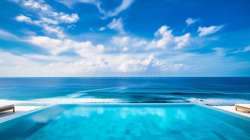 A Striking Image of a Luxurious Oceanfront Infinity Pool, Stock ...