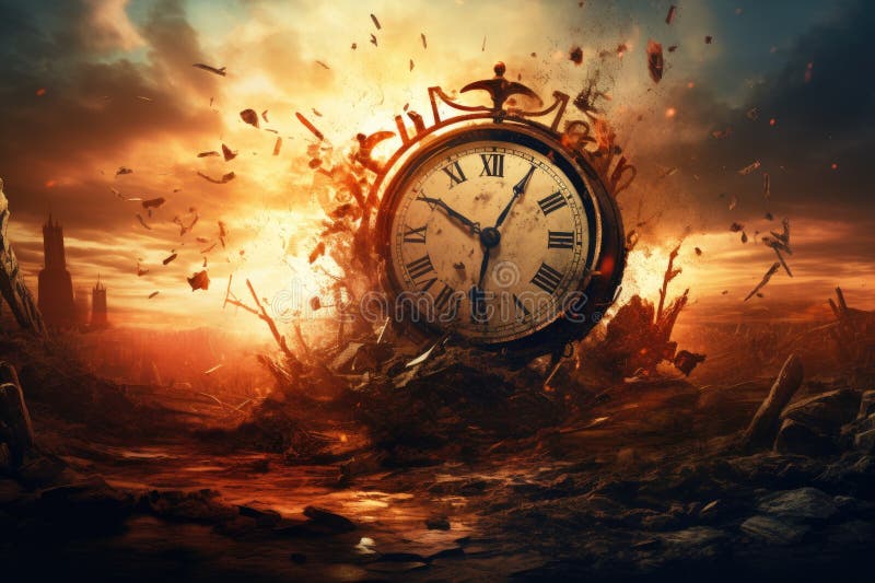 A Striking Image of a Massive Clock Placed Atop a Mound of Destroyed ...