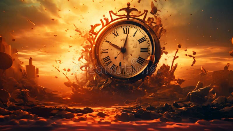 A Striking Image of a Massive Clock Placed Atop a Mound of Destroyed ...