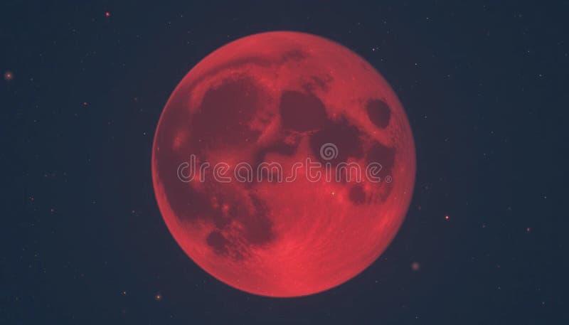 A Striking Image of the Moon, Appearing Red Due Stock Illustration ...