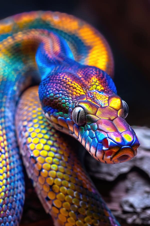 A Striking Image of a Multicolored Snake with Its Mouth Open. Perfect ...