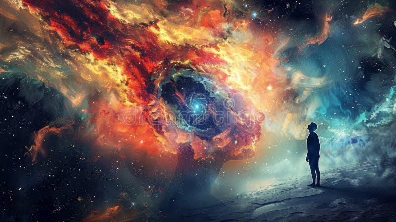 A Striking Image of a Persons Head Split Open Revealing a Universe of ...