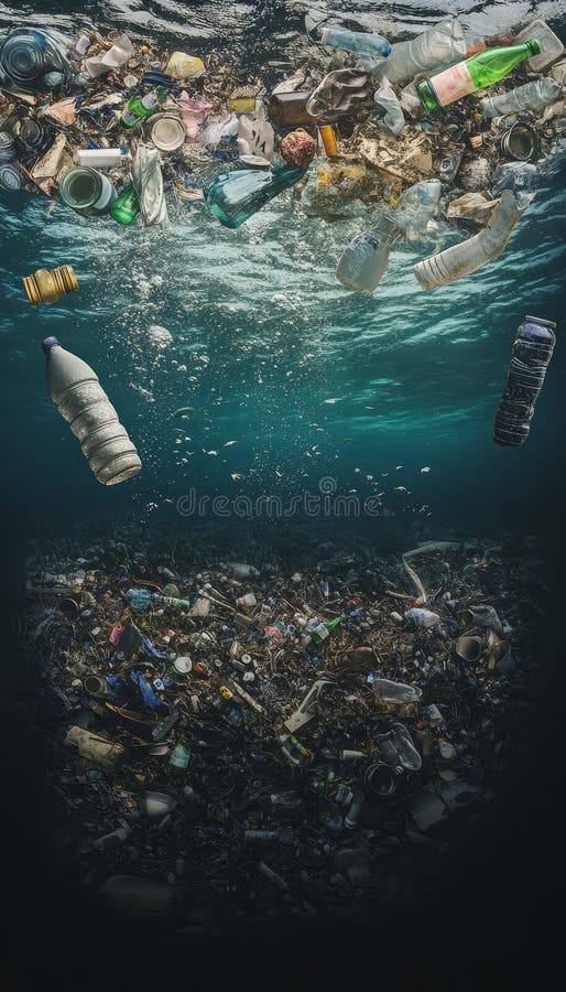Striking Image of Plastic Waste and Debris in the Ocean, Highlighting ...