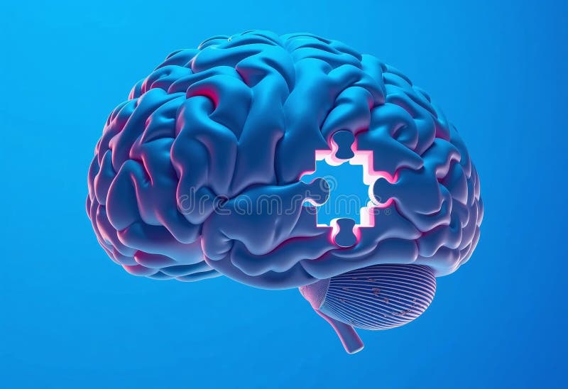 A 3D Rendering of a Human Brain with a Missing Puzzle Piece ...