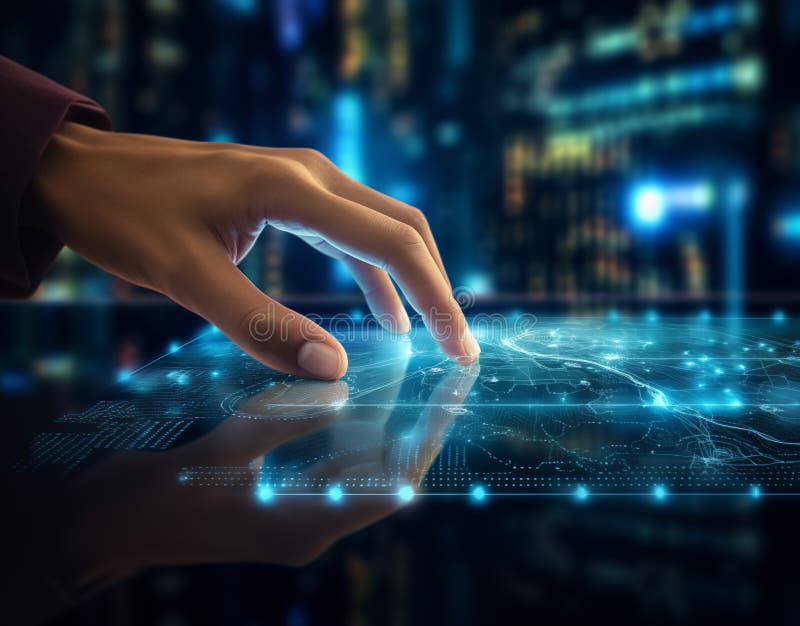 Digital Technology, Internet Network Connection Concept. Finger ...