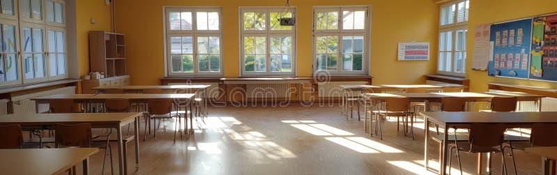 Shortage of Teachers in German Schools: Empty Classroom with Desk ...