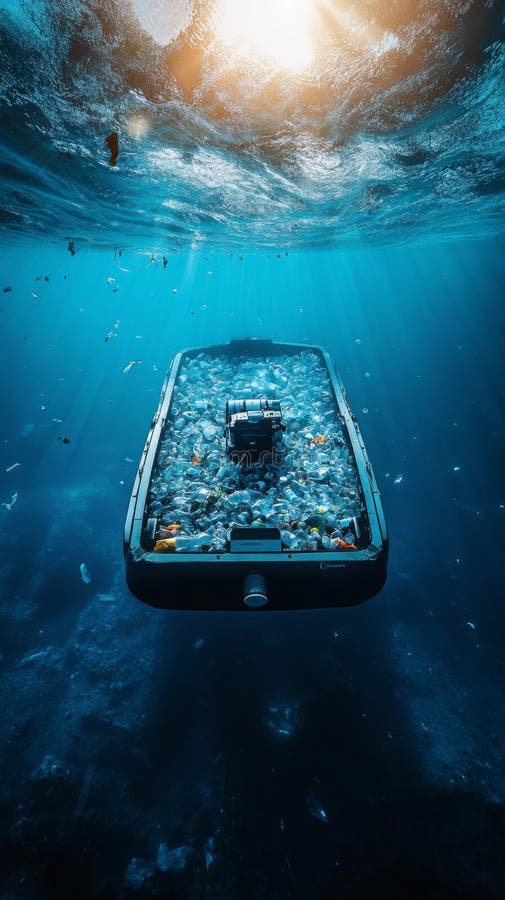 A Submerged Phone Encased in Plastic Waste Lies at the Ocean Floor ...