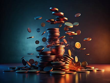 Financial Instability Depicted a Silhouette of Falling Money and a Coin ...