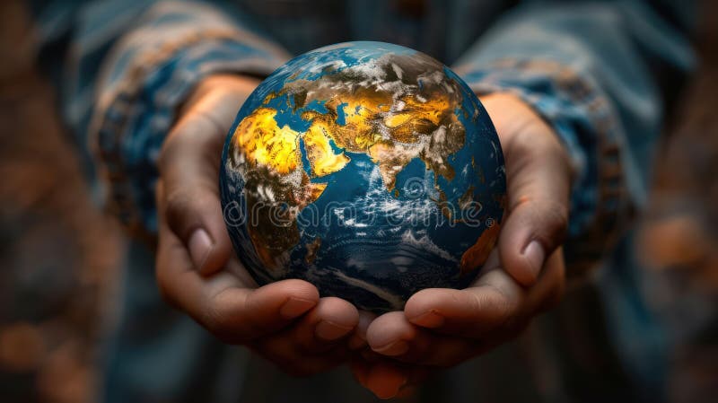 Global Unity: Embracing the World in Our Hands Stock Illustration ...