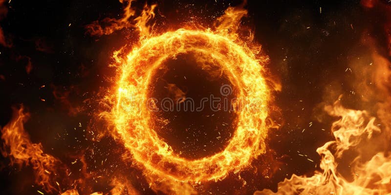 A Striking Image of a Ring of Fire on a Black Background. Ideal for Use ...