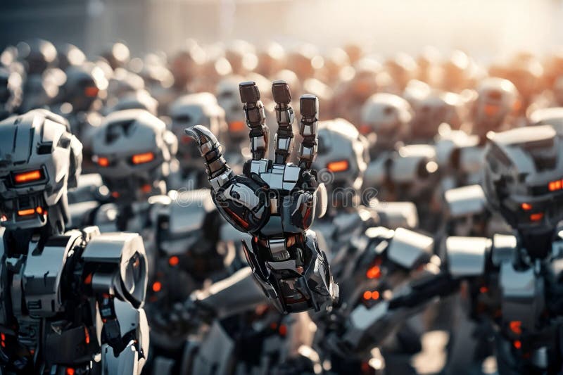 Robotic Army Marching into the Future Stock Illustration - Illustration ...