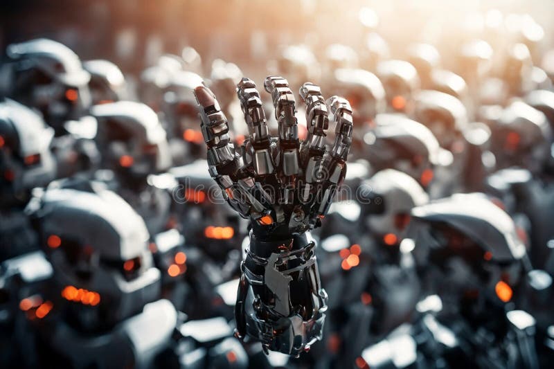 Robotic Army Marching Forward Stock Illustration - Illustration of ...