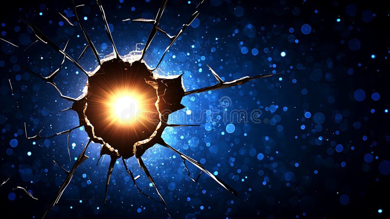 Dramatic Shattered Glass Effect with Bright Light Stock Illustration ...
