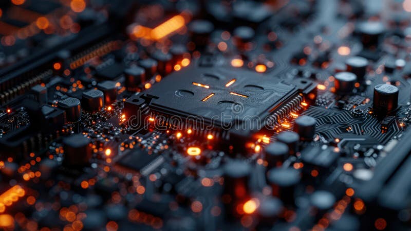 Faith-Powered Technology: Close-Up of GPU with Cross on Circuit Stock ...