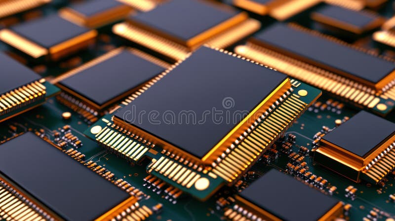 Artificial Intelligence Chip Sticker Pattern on Dark Background Stock ...