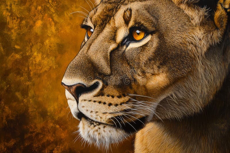 Intense Close-Up of a Lioness Stock Illustration - Illustration of ...
