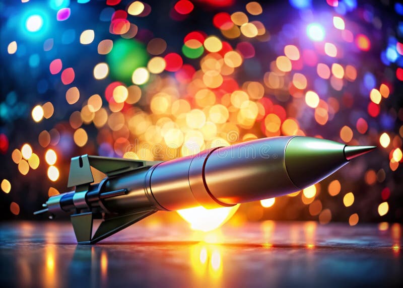 Missile Weapon Silhouette with Dynamic Bokeh Effect a Dramatic Visual ...