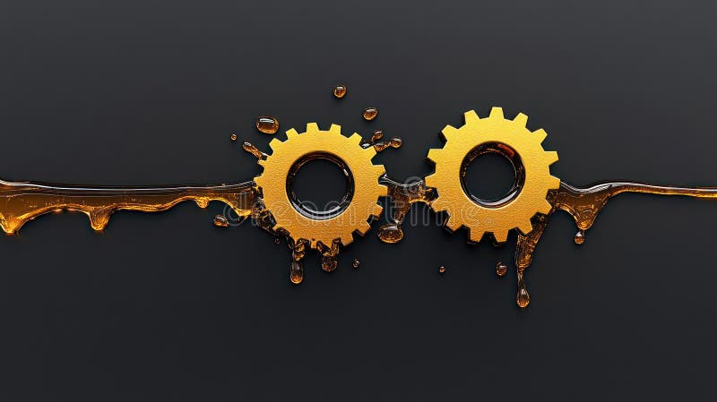 Golden Cogs Interlocked in Oil: Symbol of Machinery Efficiency ...