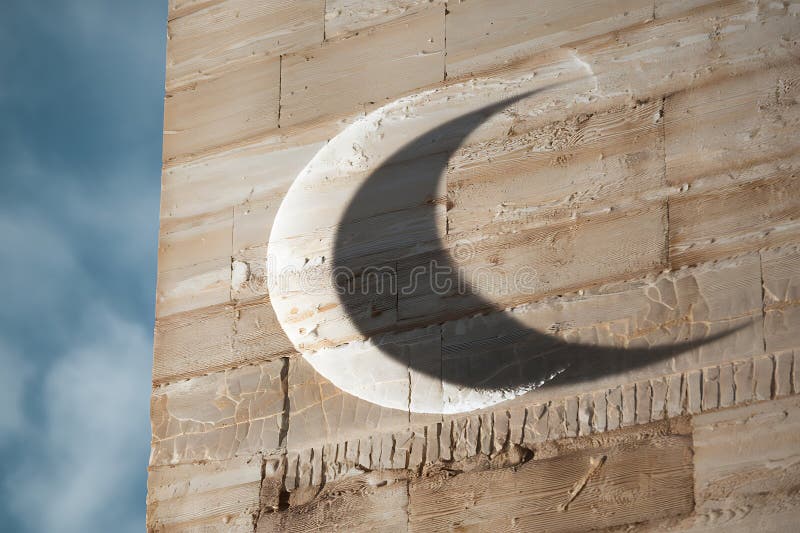 Crescent Moon Shadow Cast on Textured Wall Stock Illustration ...