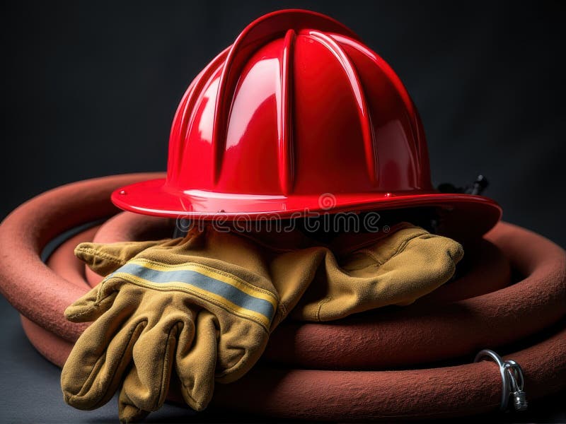 Firefighterâ Gear Helmet, Gloves, and Hose, Ai Stock Illustration - Illustration of safety ...