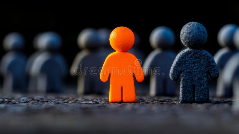 A Striking Image of a Single Orange Figure Standing Out among Gray ...