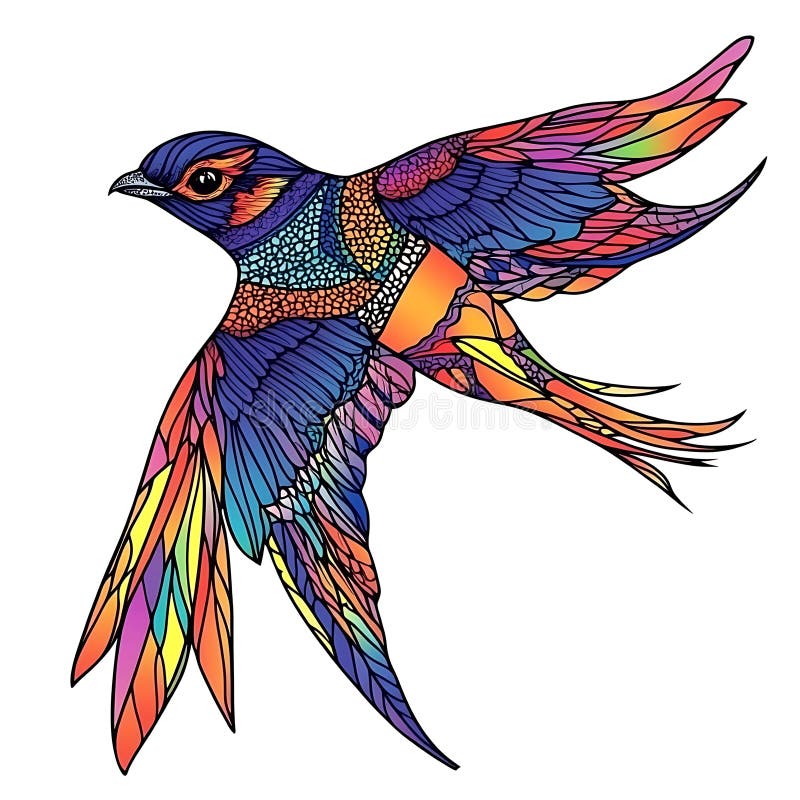 A Colorful Artistic Depiction of a Bird in Flight this Vibrant ...