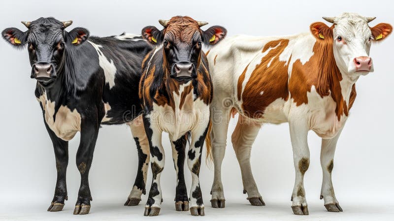 Three Cows in Line Generative AI Stock Illustration - Illustration of ...