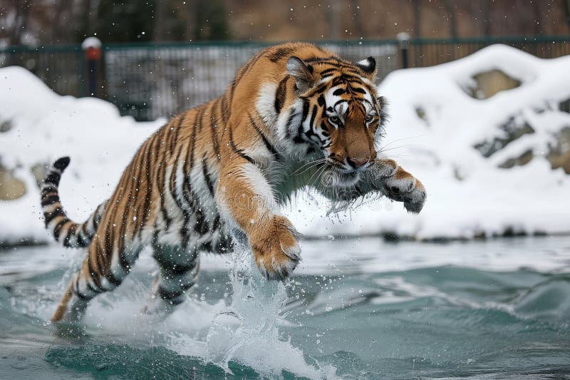 A Striking Image of a Tiger Leaping Against a Clean White Background ...