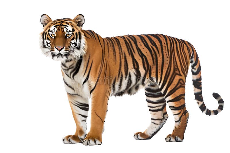Striking Image of Tiger Standing Against White Background Stock ...