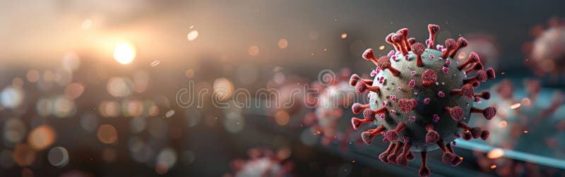 Red Outbreak: Virology Science Banner with Microscopic View of ...