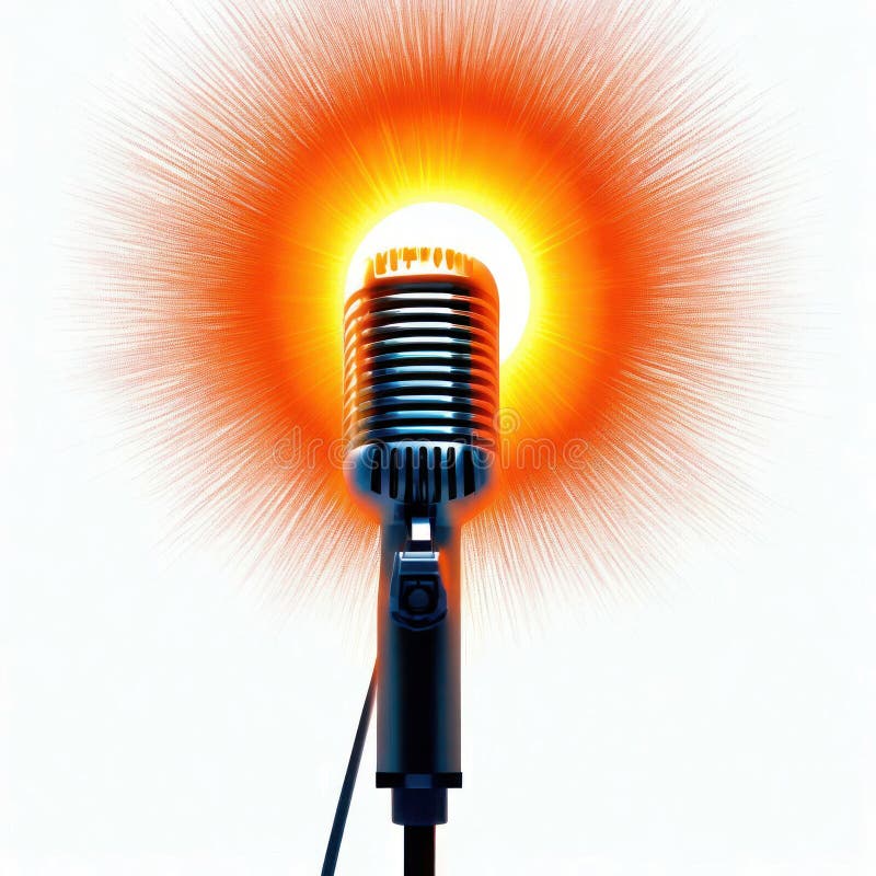 Radiant Microphone with a Burst of Light Emitting from Its Center Stock ...