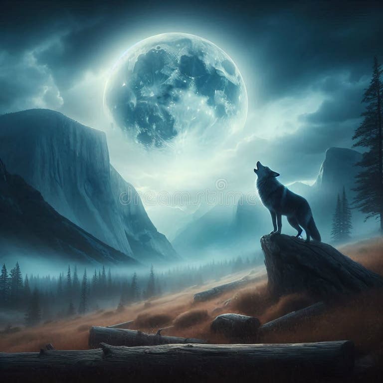 A Striking Image of a Wolf in a Serene Wilderness, Framed by Dramatic ...