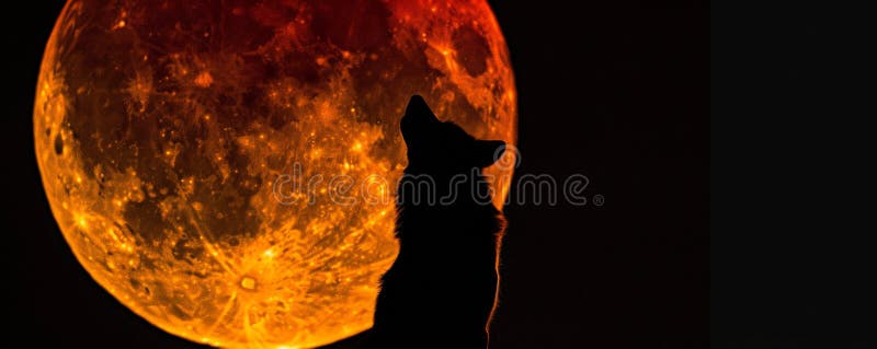 A Striking Image of a Wolf Silhouetted Against the Blood Moon during a ...