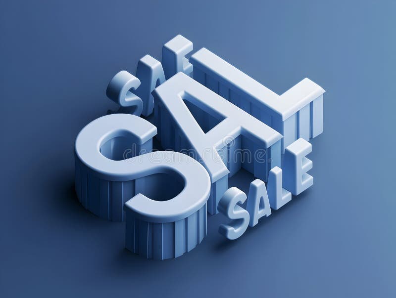 Striking Isometric 3D SALE Text Display with Geometric Shapes and Muted ... Striking Isometric 3D SALE Text Display with Geometric Shapes and Muted ...