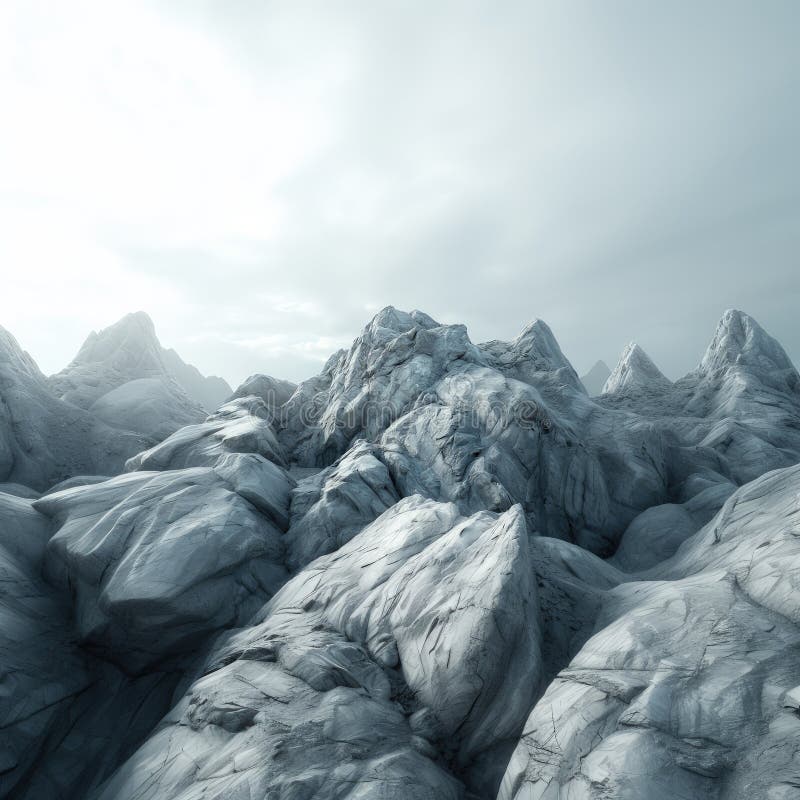 Desolate White Mountain Range Under Bright Sky Stock Illustration ...