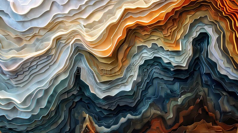 Striking Layered Structure Resembling Topographical Lines Stock ...