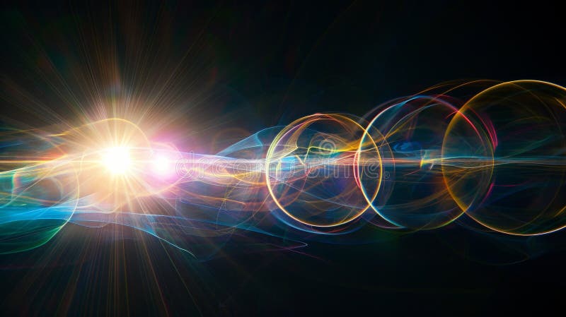 Dynamic Lens Flare Effect on Black Background Stock Image - Image of ...