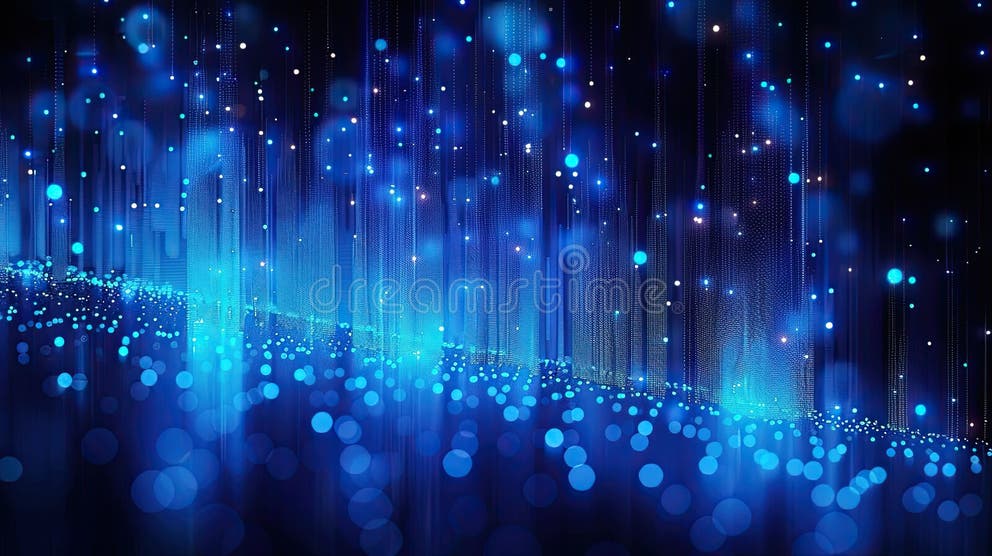 Illuminated Data Visualization Displaying Horizontal Light Columns ...