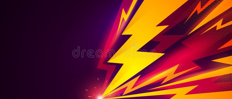 Colorful Lightning Hits the Ground. Power Background Concept Stock ...