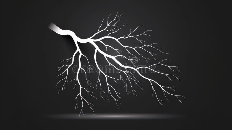 A Striking Lightning Bolt Branches Out Vividly Against a Black Backdrop ...
