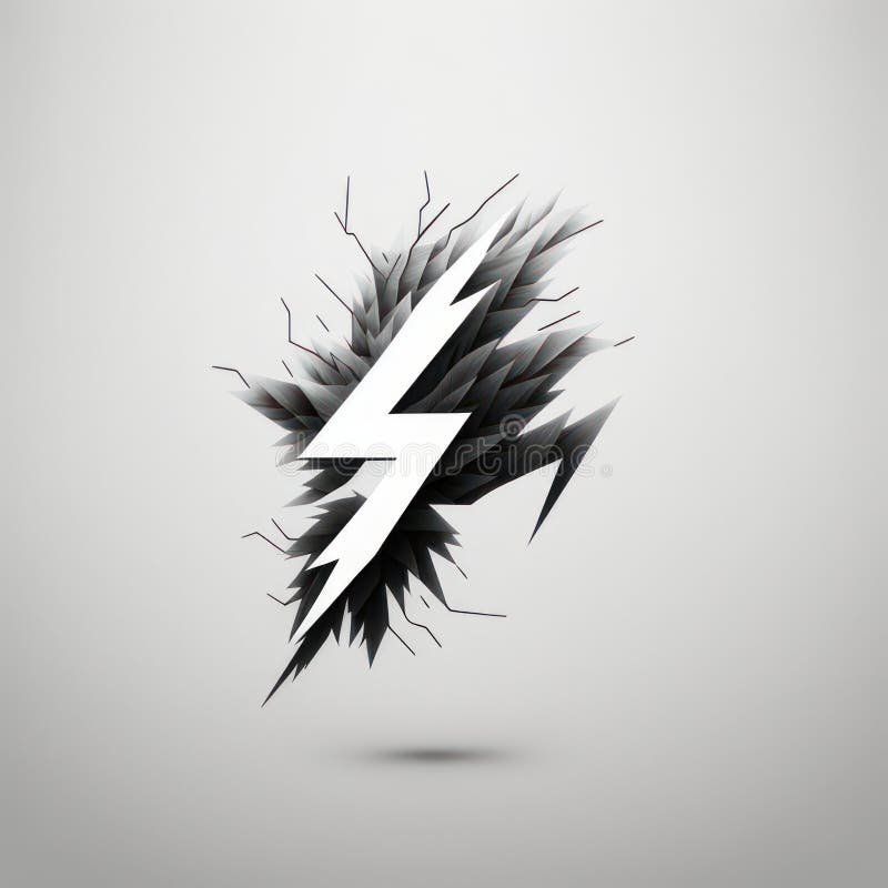 A Striking Lightning Bolt Casting a Shadow on a Bright White Background ...
