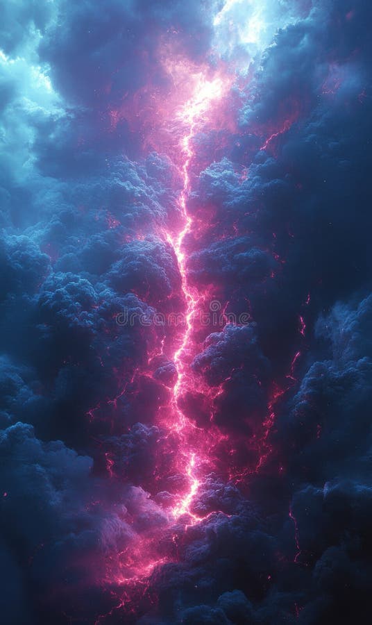 Striking Lightning Bolt Illuminates Dark Clouds at Twilight Stock Photo ...
