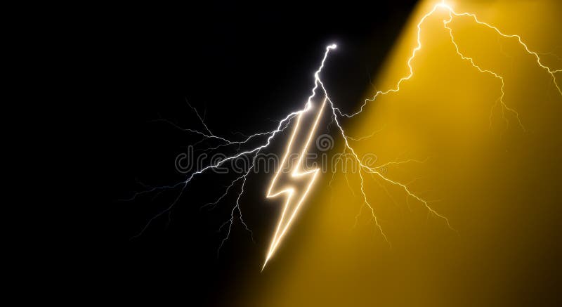 Striking Lightning Bolt Illustration with Dynamic Golden and Dark ...